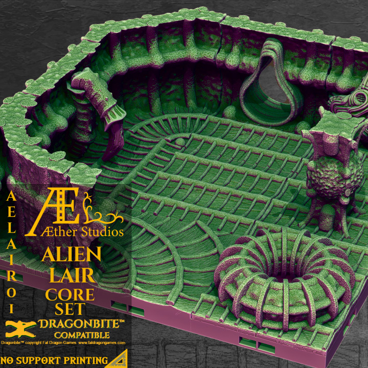 3D Printable AELAIR01 - Alien Lair Core Set by Aether Studios