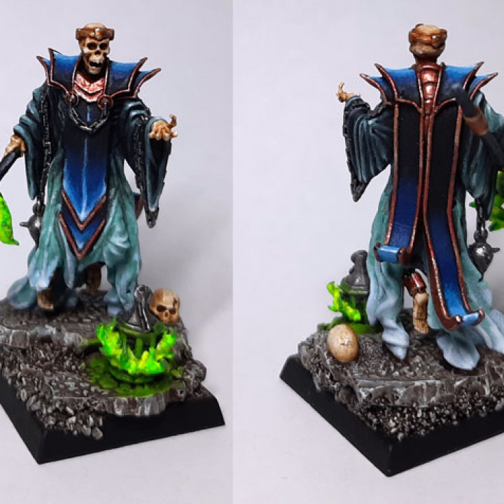 3D Print of Skeleton Wizard Hero - Highlands Miniatures by Reavernator
