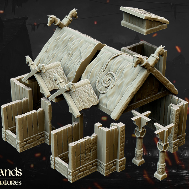3D Printable Horse Stable - Highlands Miniatures by Highlands Miniatures