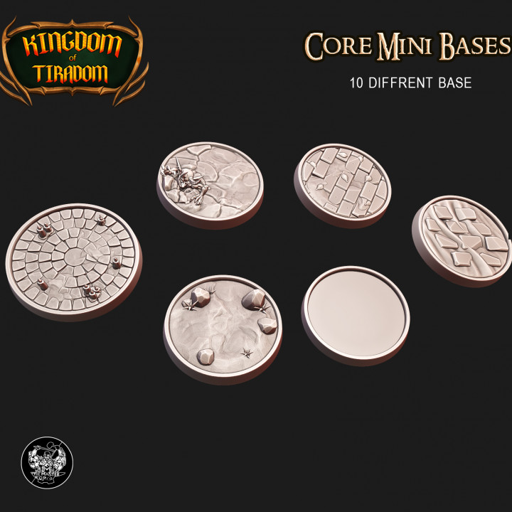3D Printable Core Mini Bases_KingdomOfTiradom_25mm by The Master Forge