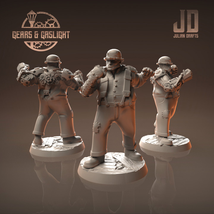 3D Printable Steampunk Brawler - Gaslight Gang by Julian Drafts