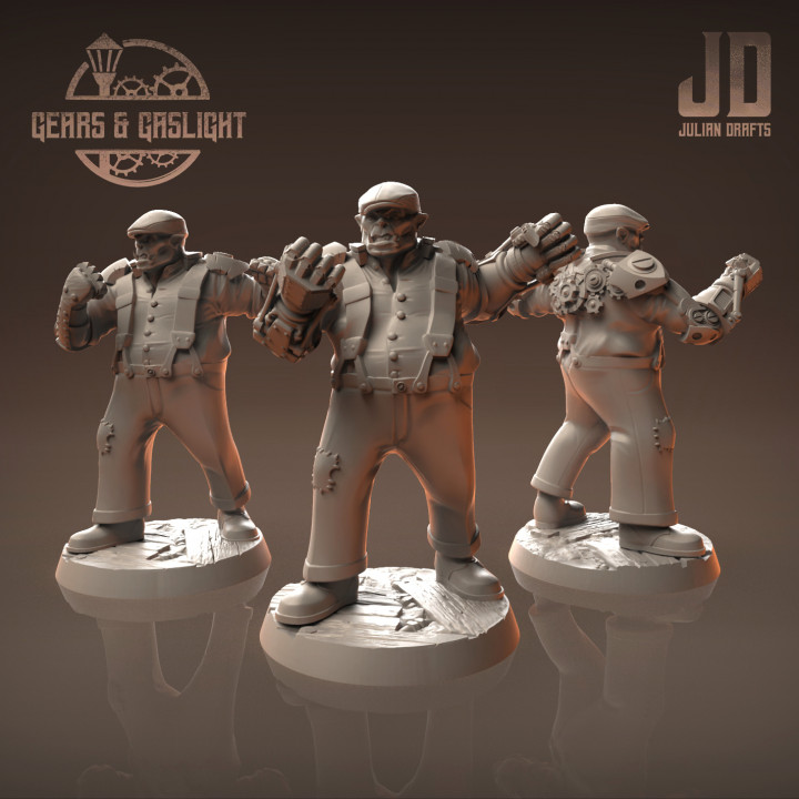 3D Printable Steampunk Brawler - Gaslight Gang by Julian Drafts