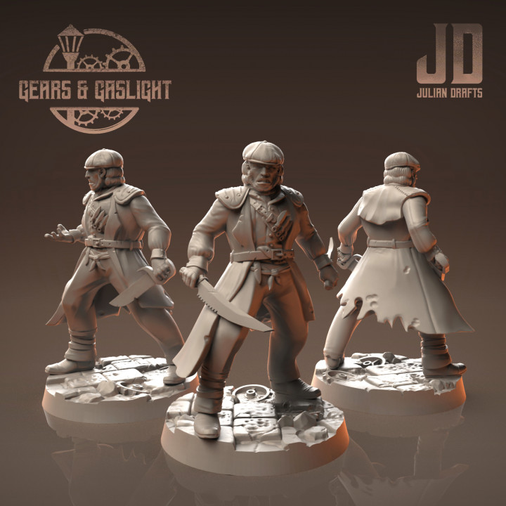 3D Printable Steampunk Brigand - Gaslight Gang by Julian Drafts