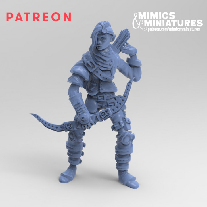 3D Printable Steampunk - Female Elvish Ranger by Phil MacNevin