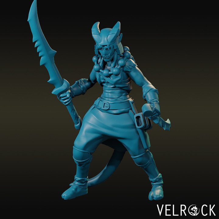 3D Printable Tiefling Samurai Bundle (Female) by Velrock Art Miniatures