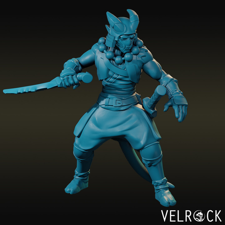 3D Printable Tiefling Samurai with Wakizashi and Sheathed Katana (Male ...
