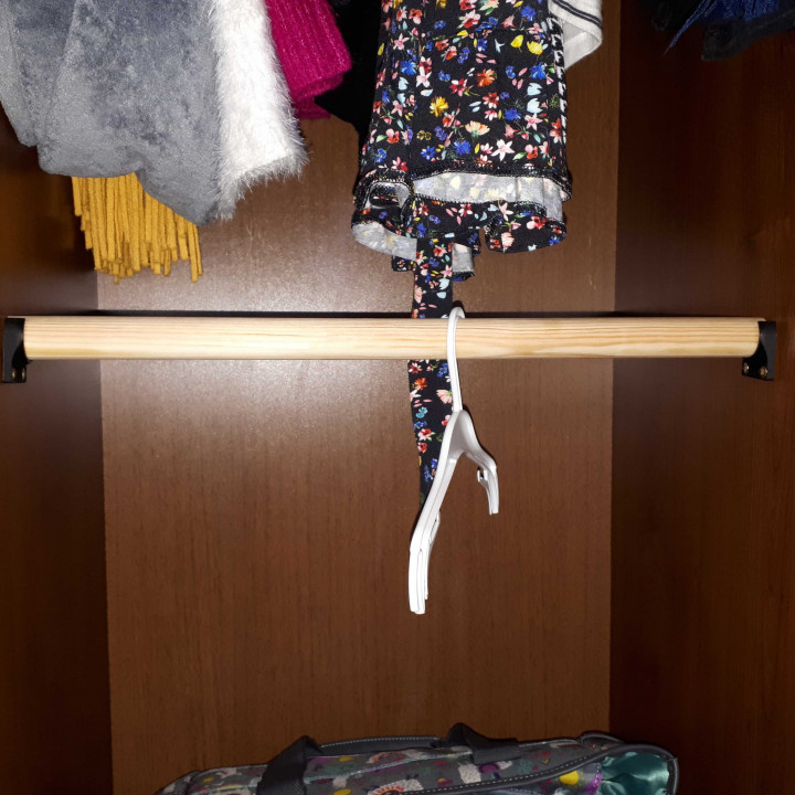 3D Printable Closet Bracket for 30mm diameter rod by David Bulnes