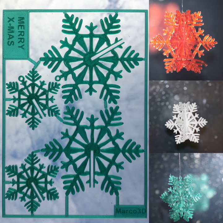3D Printable X-MAS Snowflake Card by Marco3D