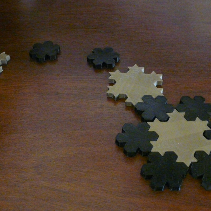 3D Printable Infinite Puzzle - Koch Snowflakes by voidbubble