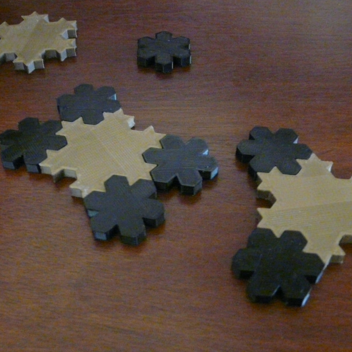 3D Printable Infinite Puzzle - Koch Snowflakes by voidbubble