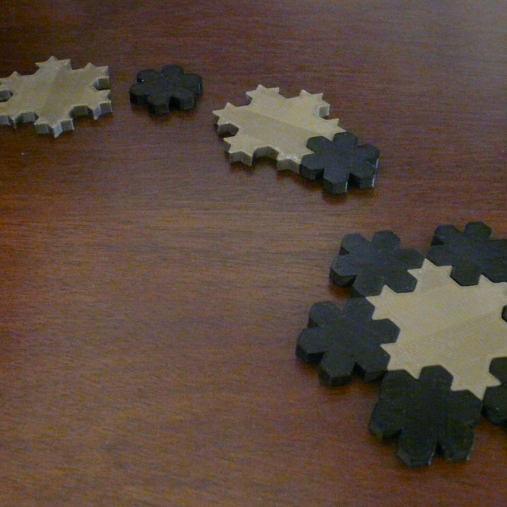 3D Printable Infinite Puzzle - Koch Snowflakes by voidbubble