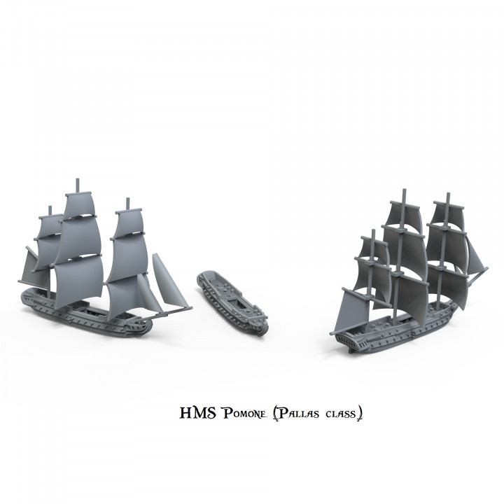 3D Printable HMS Pomone (Pallas class) by Saturnalia STUDIOS