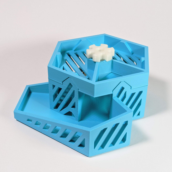 3D Printable Hex Dice Tower by Clockspring