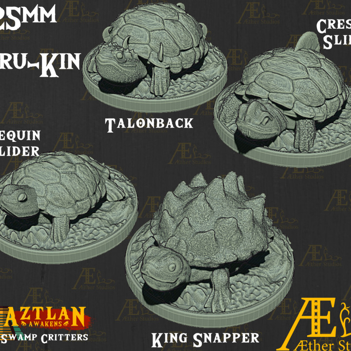 3D Printable KS2AZM04 - Aztlan Swamp Critters by Aether Studios