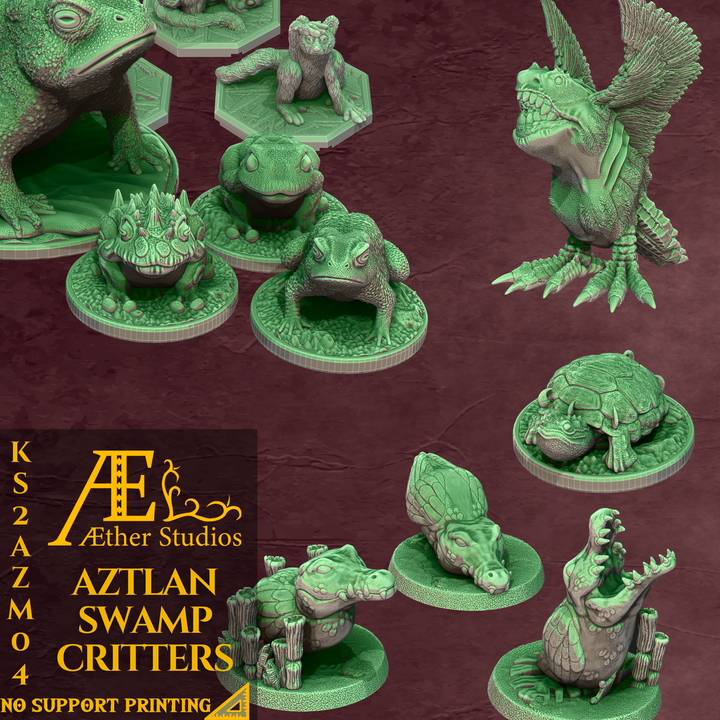 3D Printable KS2AZM04 - Aztlan Swamp Critters by Aether Studios