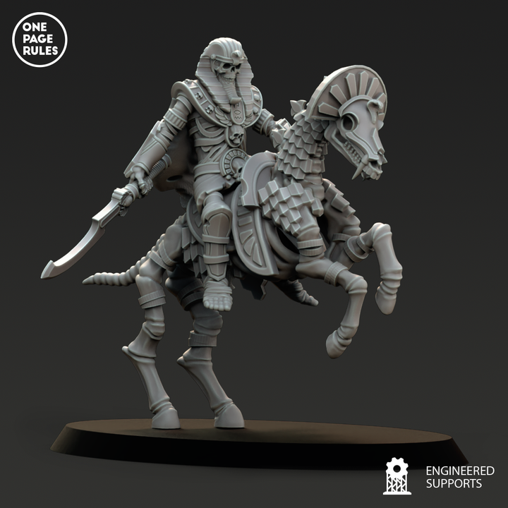 3D Printable King on Royal Steed - Mummified Undead by One Page Rules