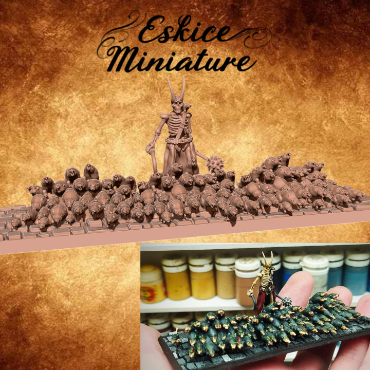 3D Printable Undead rats swarm with beast master - 28mm skeleton army ...