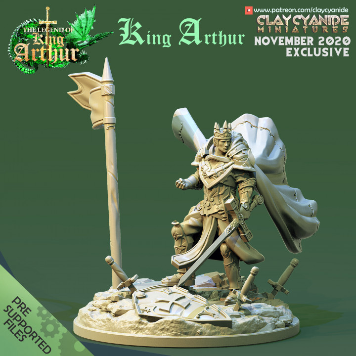 3D Printable King Arthur by Clay Cyanide Miniatures