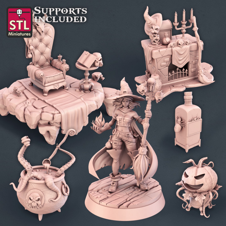 3D Printable Witch Set by STL Miniatures