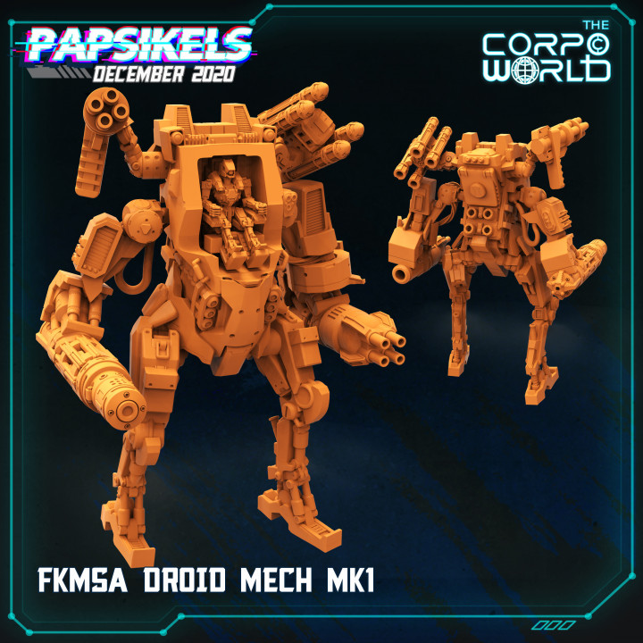 3D Printable FKMSA DROID MECH MK1 by PAPSIKELS MINIATURES