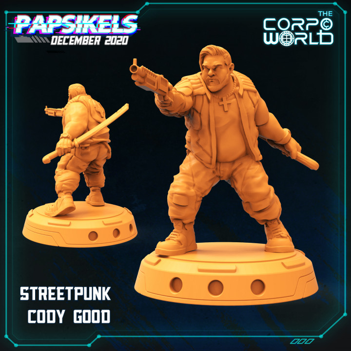 3D Printable STREET PUNK CODY GOOD by PAPSIKELS MINIATURES