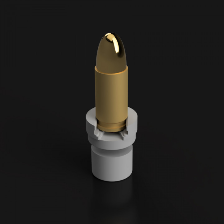3D Printable 9mm Replica (Exact Size 9x19mm Luger) by Joshua Larsch