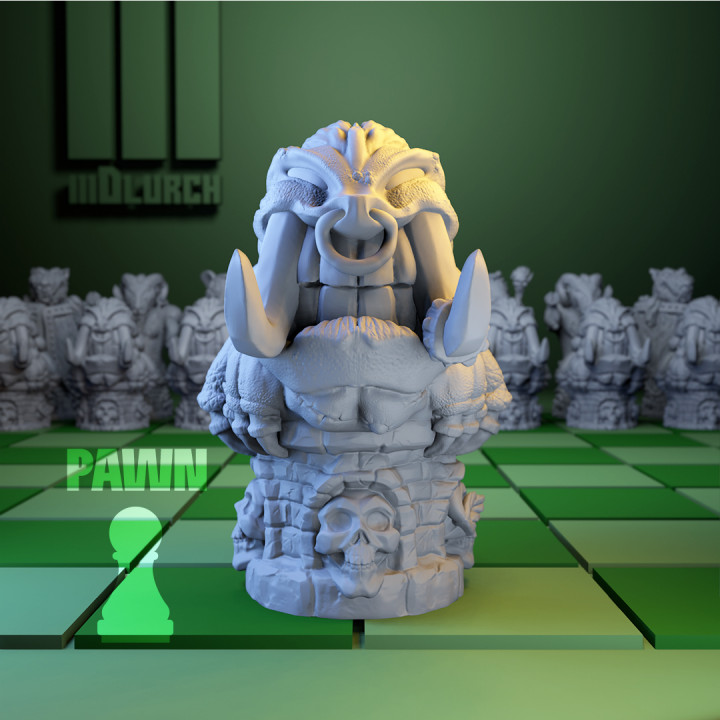 3D Printable Chess Pawn Fantasy style by Emanuel Vogt