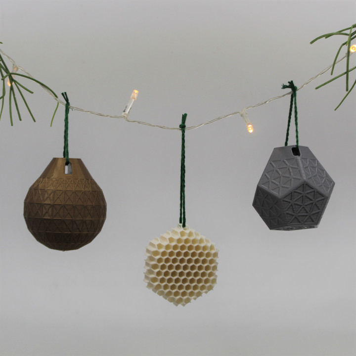 3D Printable Set Of Three Christmas Ornaments by 3D Print Project Athens