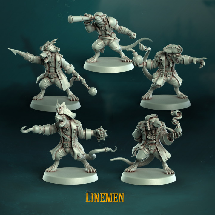 3D Printable Pi'Rats Team for Fantasy Football by Punga Miniatures