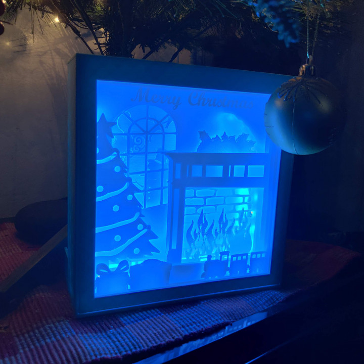 3D Printable Christmas Shadow Box Display by Dsk