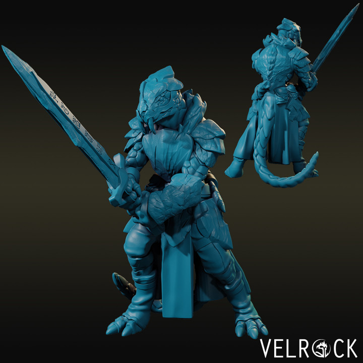 3D Printable Lizardfolk Warrior with Greatsword (Male) NOW PRESUPPORTED ...