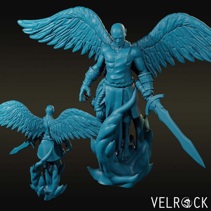 3D Printable Angelic Warrior with Longsword (Male) NOW PRESUPPORTED by ...