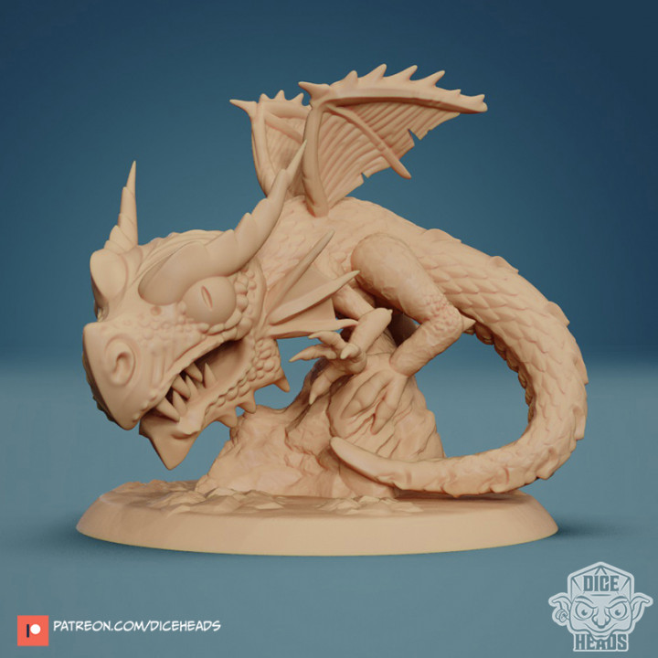 3D Printable Red Dragon PRE-SUPPORTED by Dice Heads