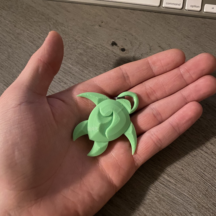 3D Printable Wavy Sea Turtle - Key Ring by Peter Ovard