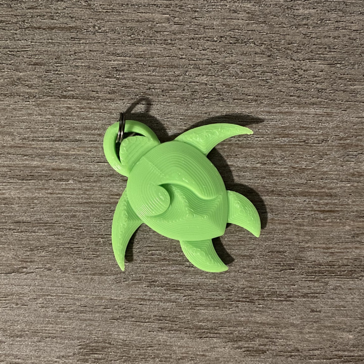3D Printable Wavy Sea Turtle - Key Ring by Peter Ovard