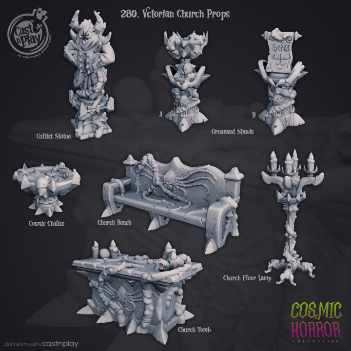 3D Printable Victorian Church Props (Pre-Supported) by Cast n Play