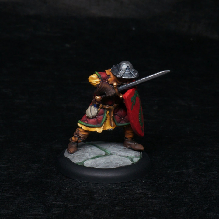 3D Print of AX035 Peasant Sword and Shield 2 by doctorfaust1