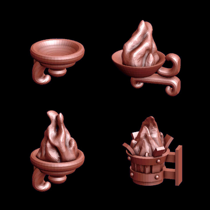 3D Printable Braziers (Wall) by Pellinor