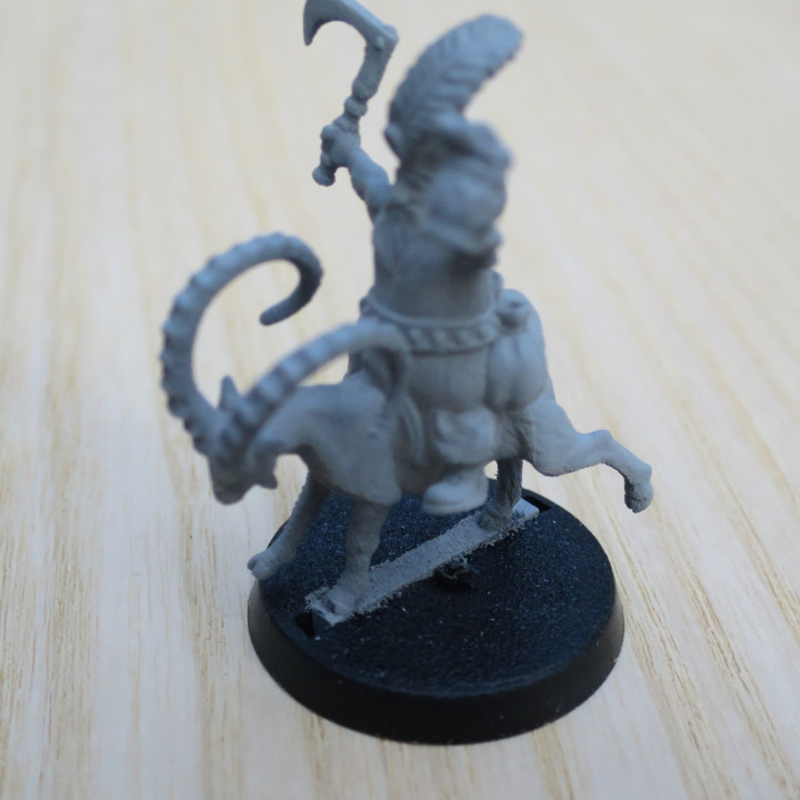 3D Printable Dandy Drinking Dwarf riding Goat by Medusa Miniatures