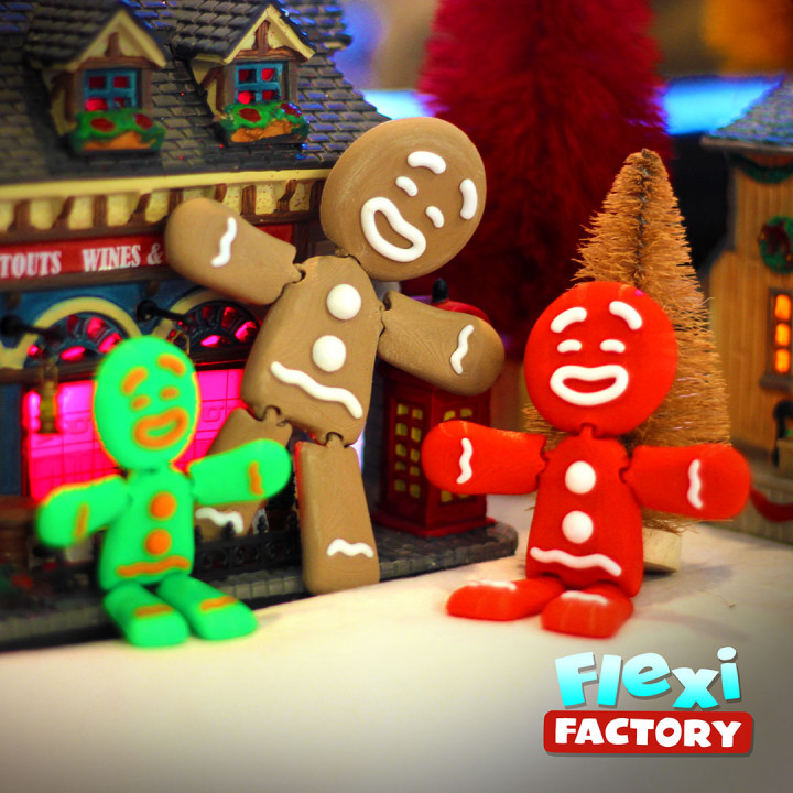 3D Printable Flexi Print-In-Place Gingerbread Man by Flexi Factory