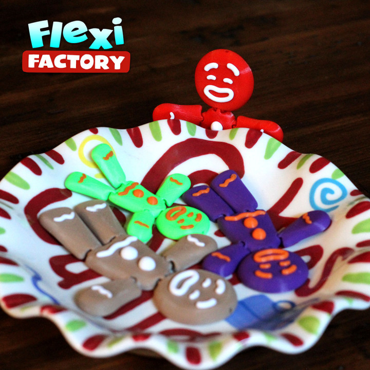 3D Printable Flexi Print-In-Place Gingerbread Man by Flexi Factory