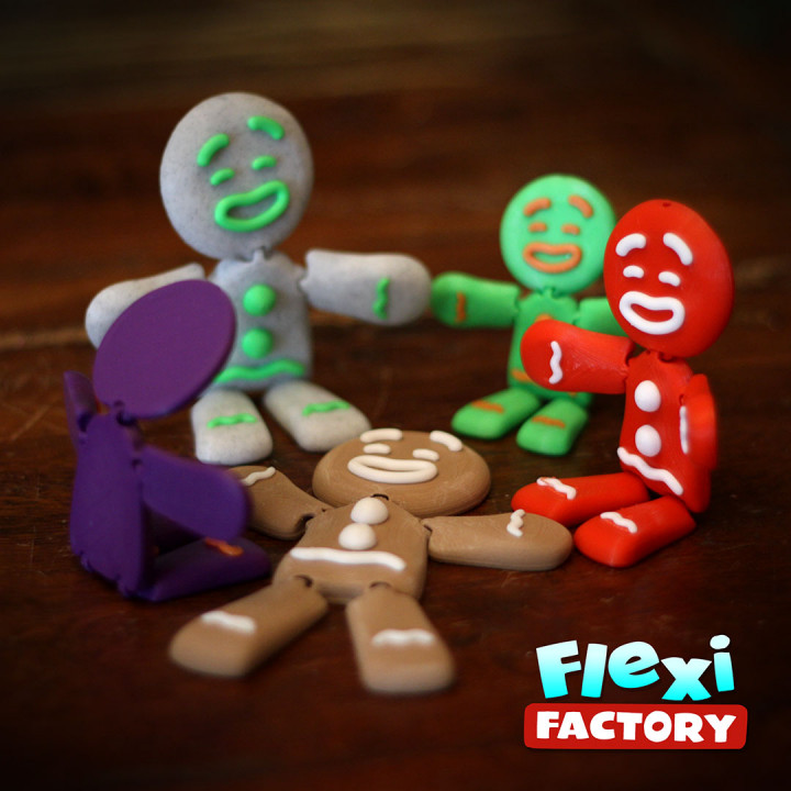 3D Printable Flexi Print-In-Place Gingerbread Man by Flexi Factory