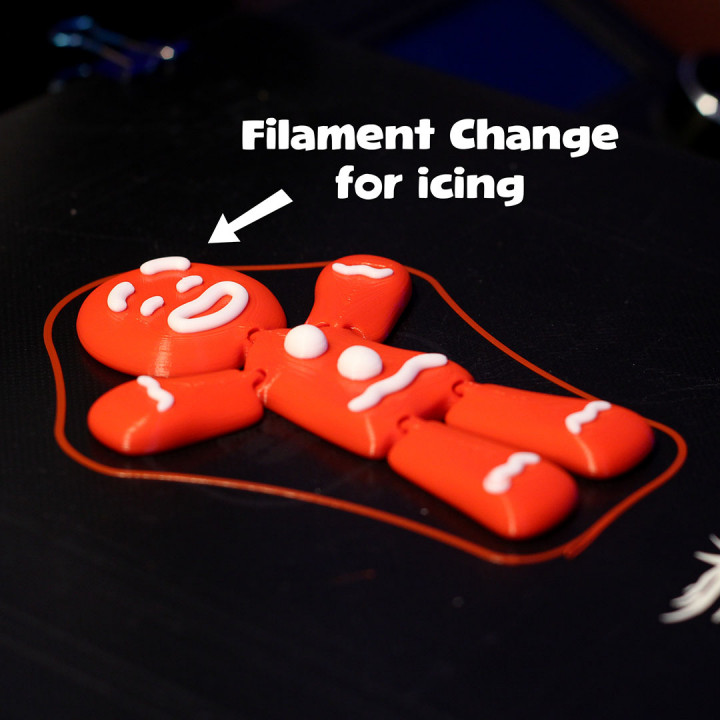 3D Printable Flexi Print-In-Place Gingerbread Man by Flexi Factory