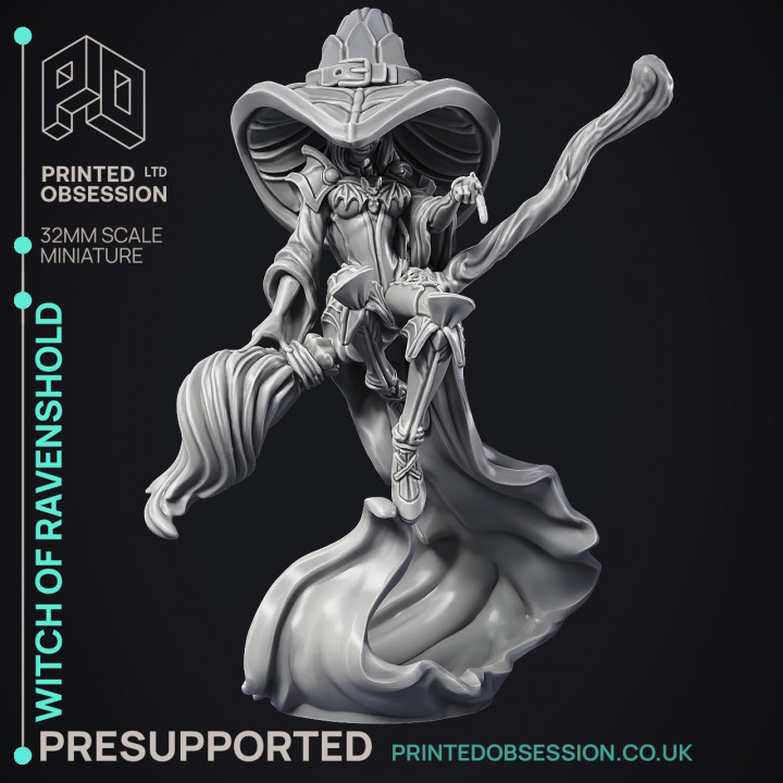 3D Printable Witch of Ravenshold - Evil Magic User - Pre-Support - 32mm ...