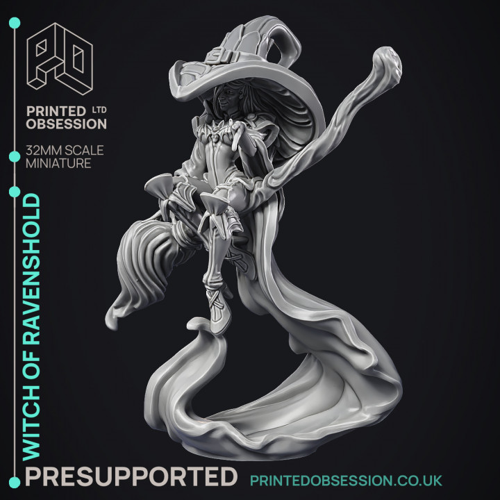 3D Printable Witch of Ravenshold - Evil Magic User - Pre-Support - 32mm ...