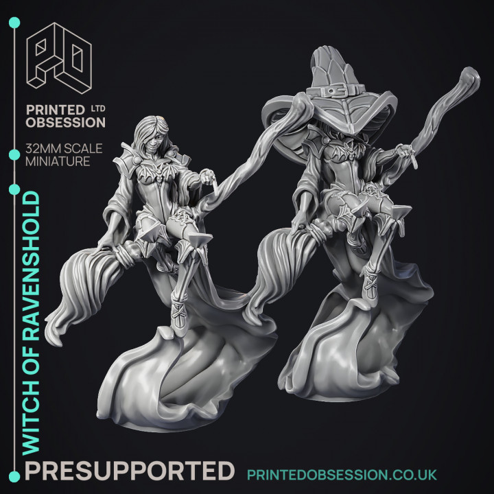 3D Printable Witch of Ravenshold - Evil Magic User - Pre-Support - 32mm ...