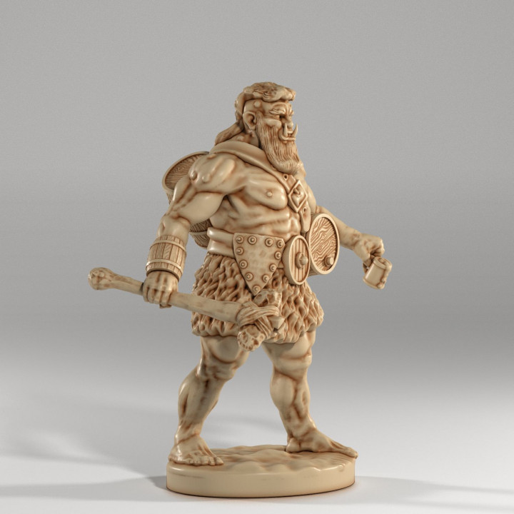 3D Printable Hill Giant Brewmaster with Mullet and Beer Barrels by ...