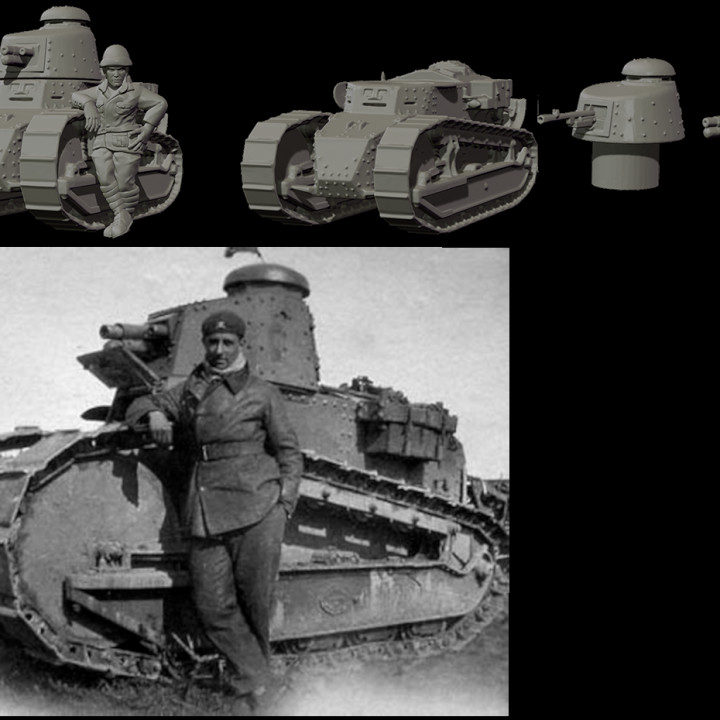 3D Printable FT17 with 2 turrets & pilot - French army WW2 - 28mm for ...