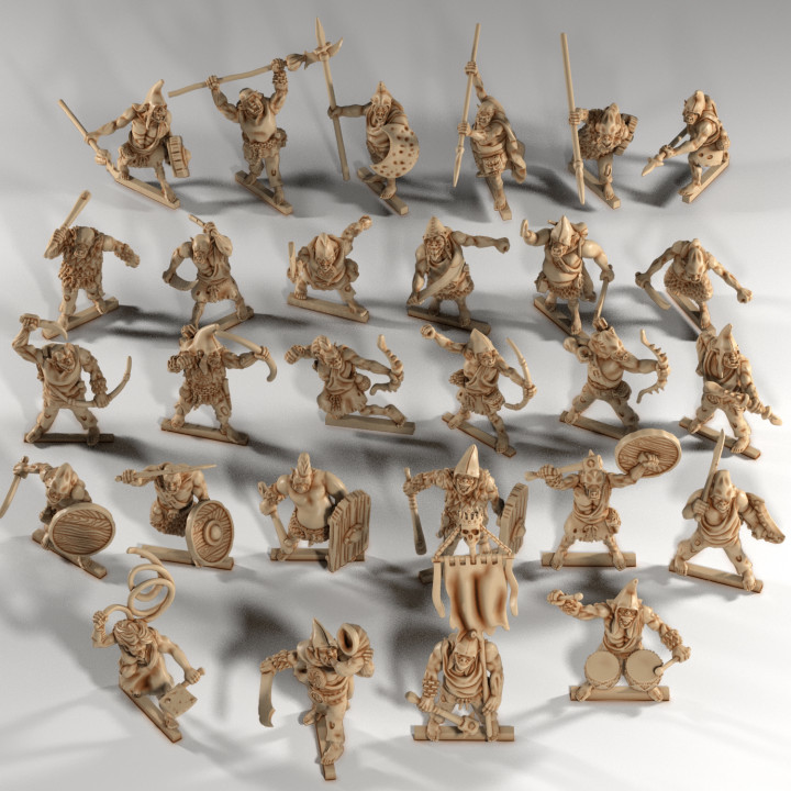 3D Printable 28 Orc Thugs | Savage Miniature Horde for 28mm Fantasy ...