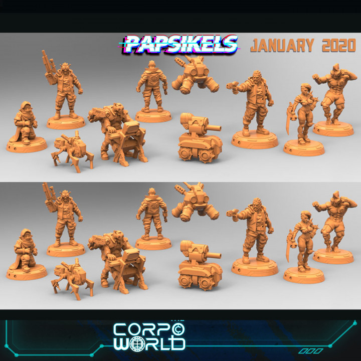 3D Printable JANUARY RELEASE - CYBERPUNK by PAPSIKELS MINIATURES